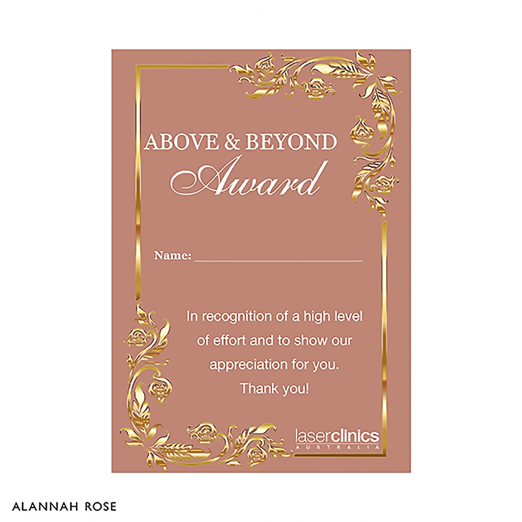 A4 Above and Beyond Award Certificates (Quantity: 10) - Alannah Rose